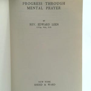 Progress Through Mental Prayer, by Edward Leen - Etsy