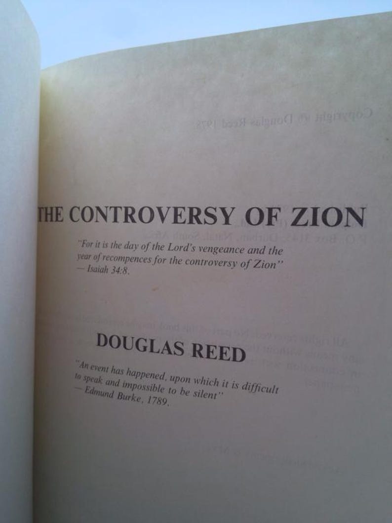 The Controversy of Zion by Douglas Reed - Etsy