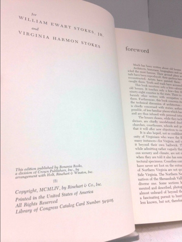 1954 Book Houses Virginians Have Loved by Agnes Rothery | Etsy