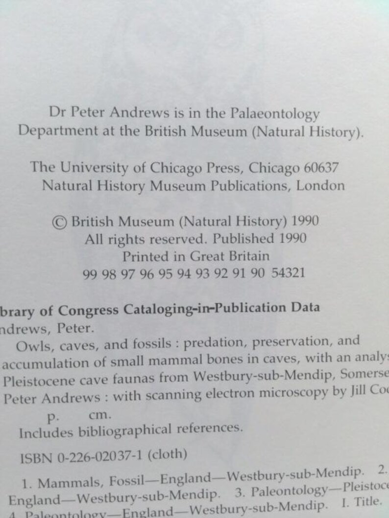 Owls, Caves and Fossils: Predation, Preservation and Accumulation of ...