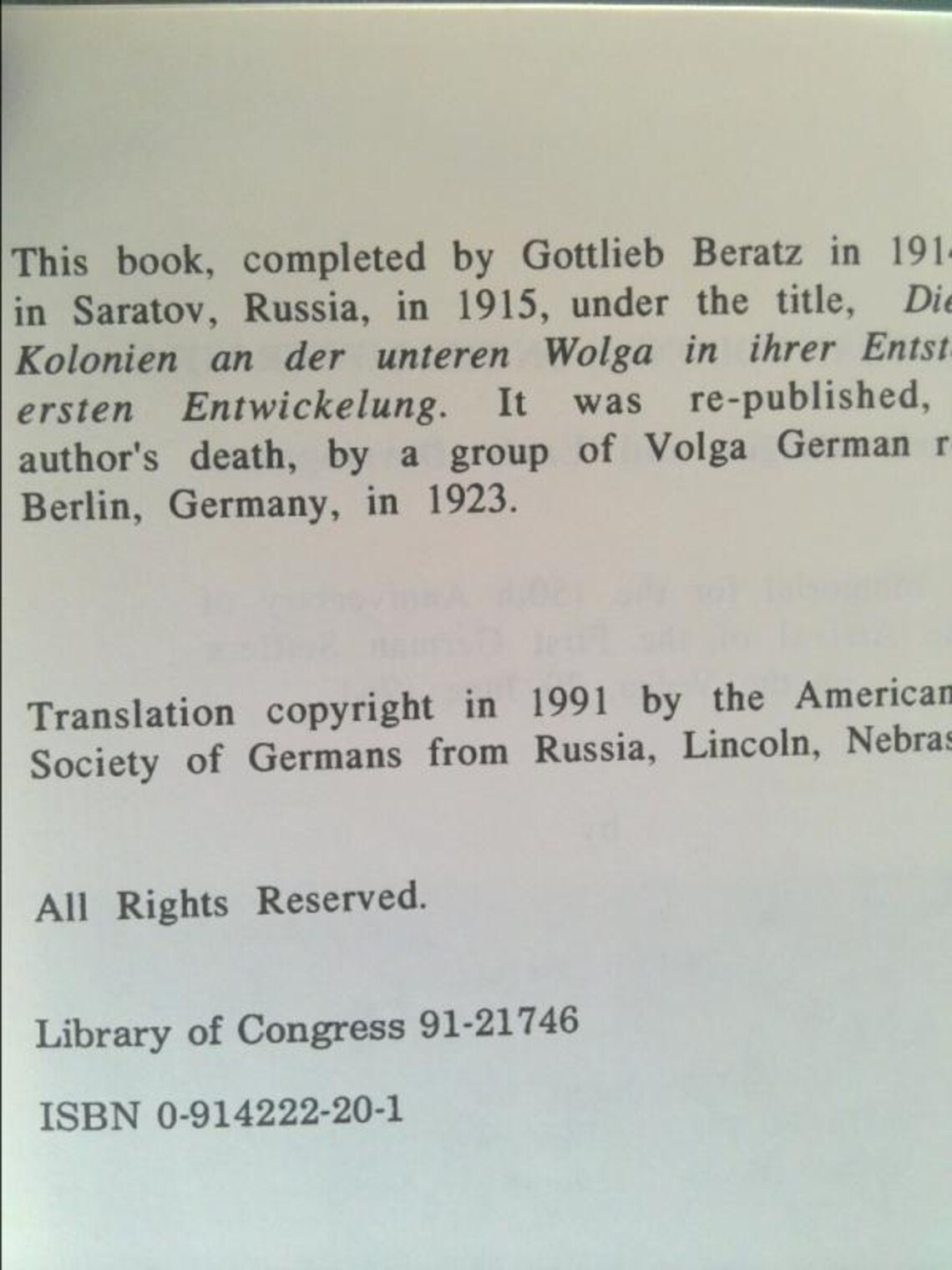 The German Colonies on the Lower Volga: Their Origin and Early ...