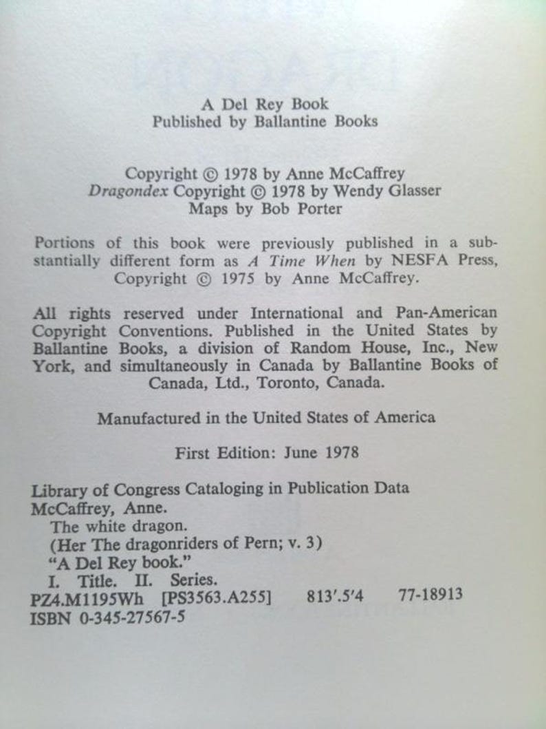 The White Dragon (dragonriders of Pern) by Anne Mccaffrey - Etsy