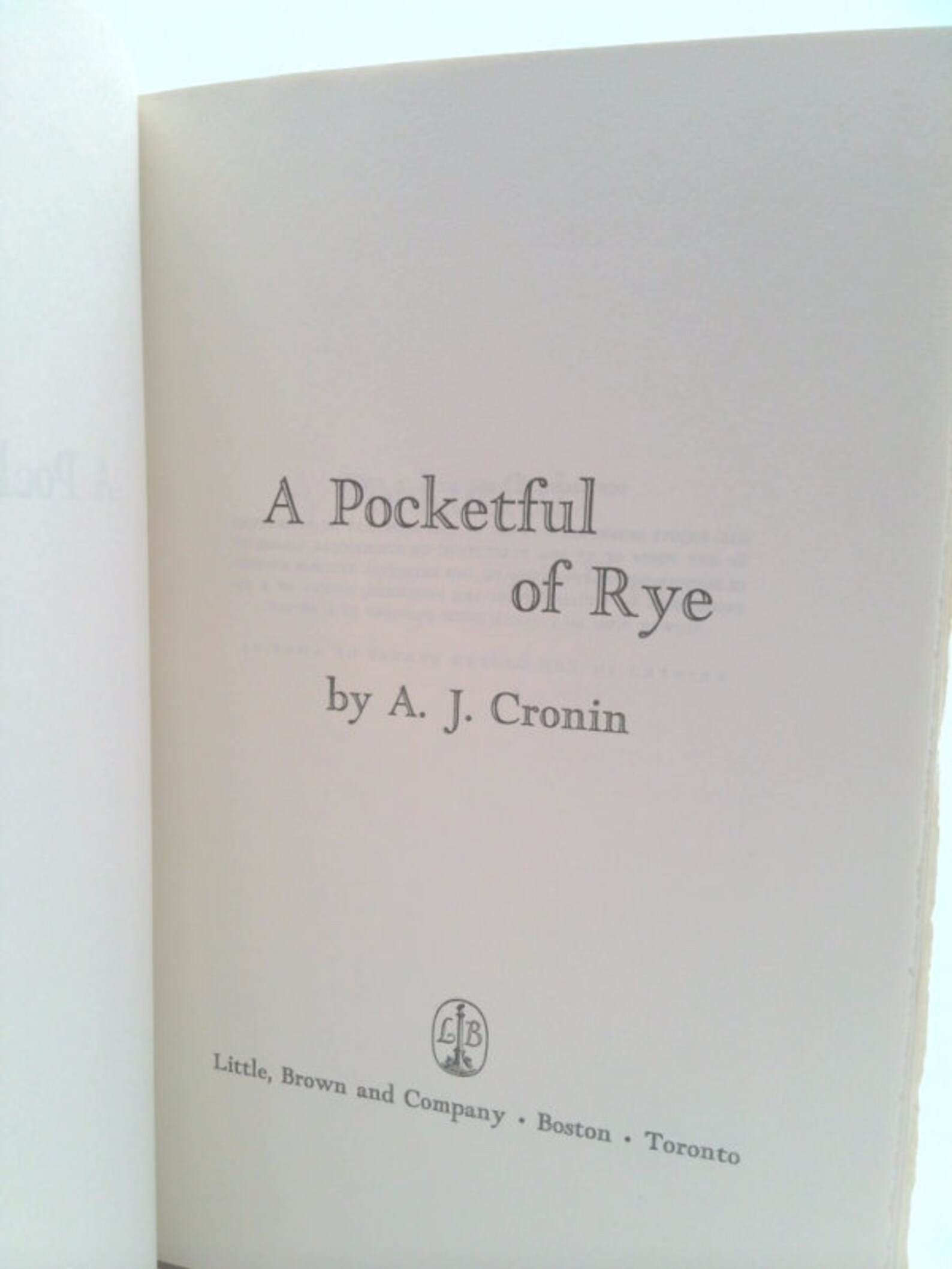 A Pocketful of Rye by A. J. Cronin - Etsy