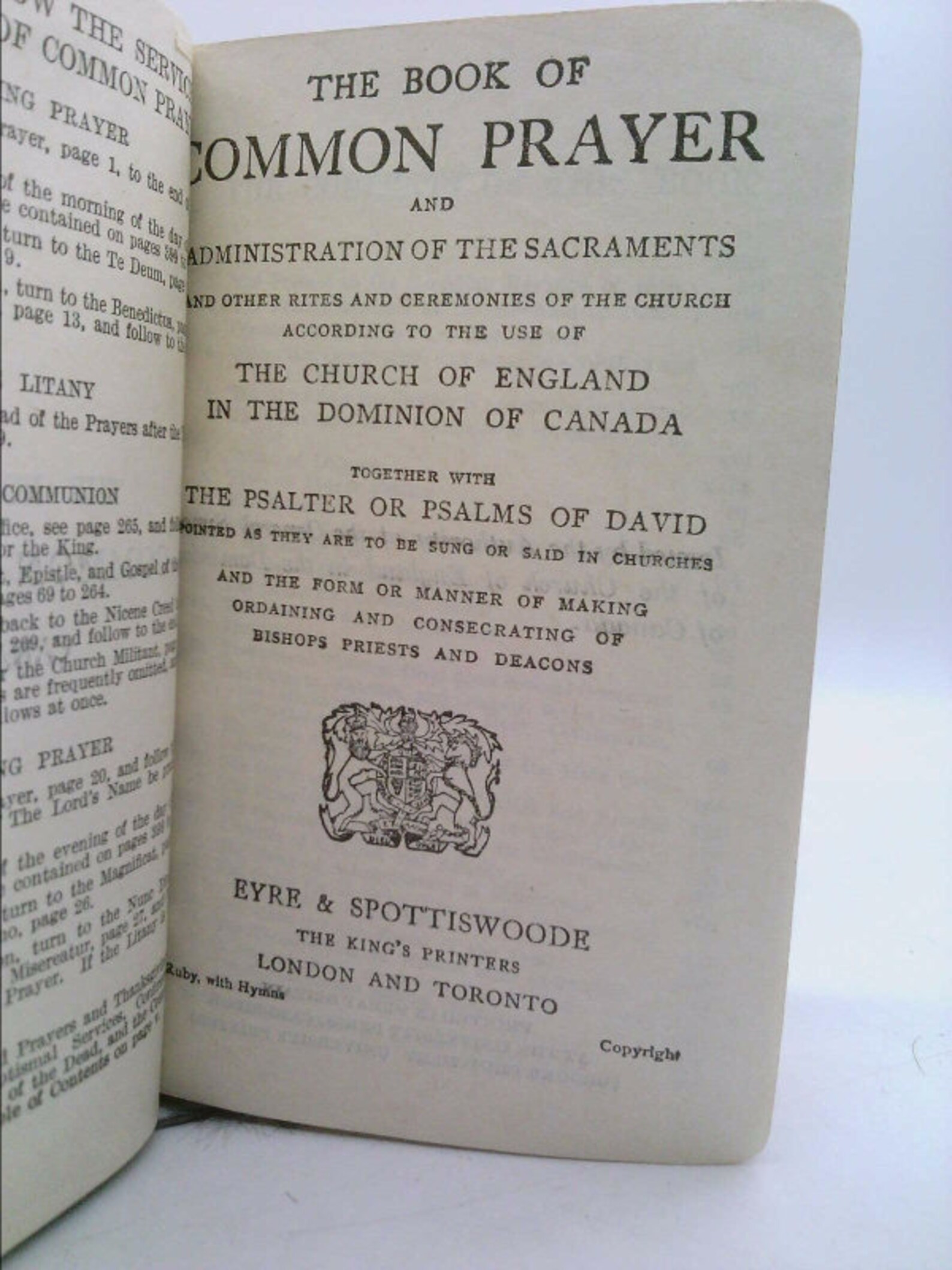 The Book of Common Prayer & the Book of Common Praise by Church of ...