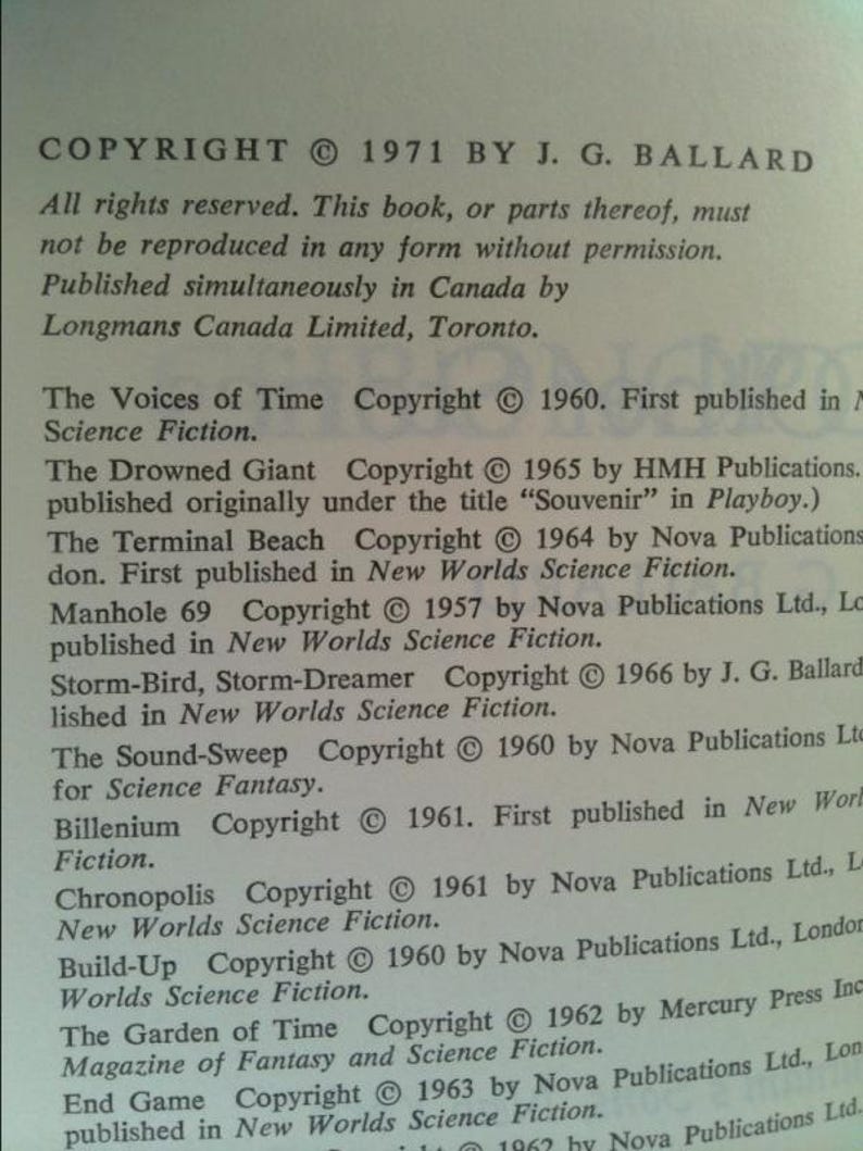 Chronopolis and Other Stories by J. G. Science Fiction - Ballard - Etsy