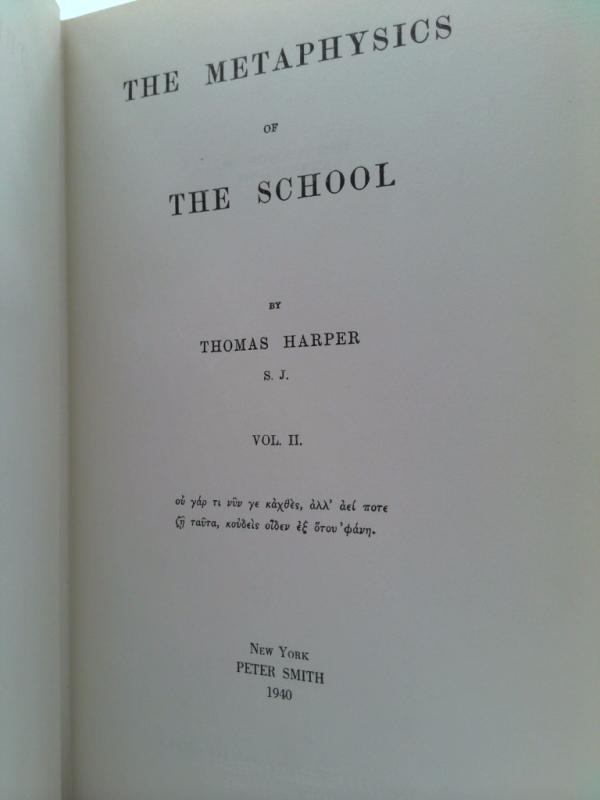 The Metaphysics of the School. Vol. Ii. by Thomas. Harper - Etsy