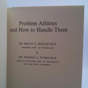 Problem Athletes and How to Handle Them by Bruce Ogilvie - Etsy