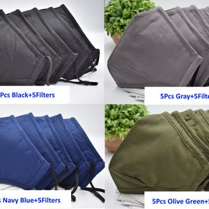 5 Pack Face Mask With Filter, Unisex for Man and Woman, Reusable ...