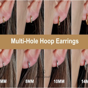 Sterling Silver Multi-hole Hoop Earrings• Minimalist Gold and Silver ...