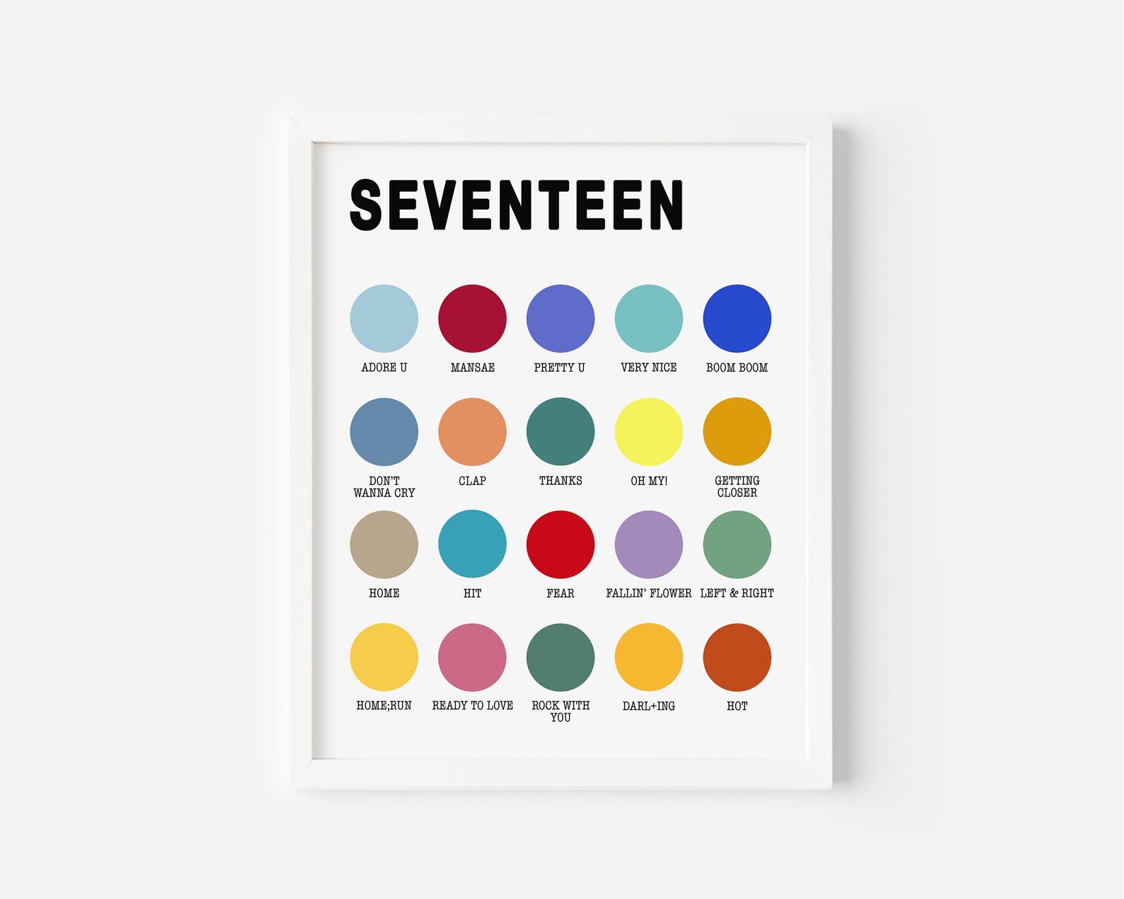 SEVENTEEN Singles Color Palette Print | Modern Seventeen KPOP Poster ...