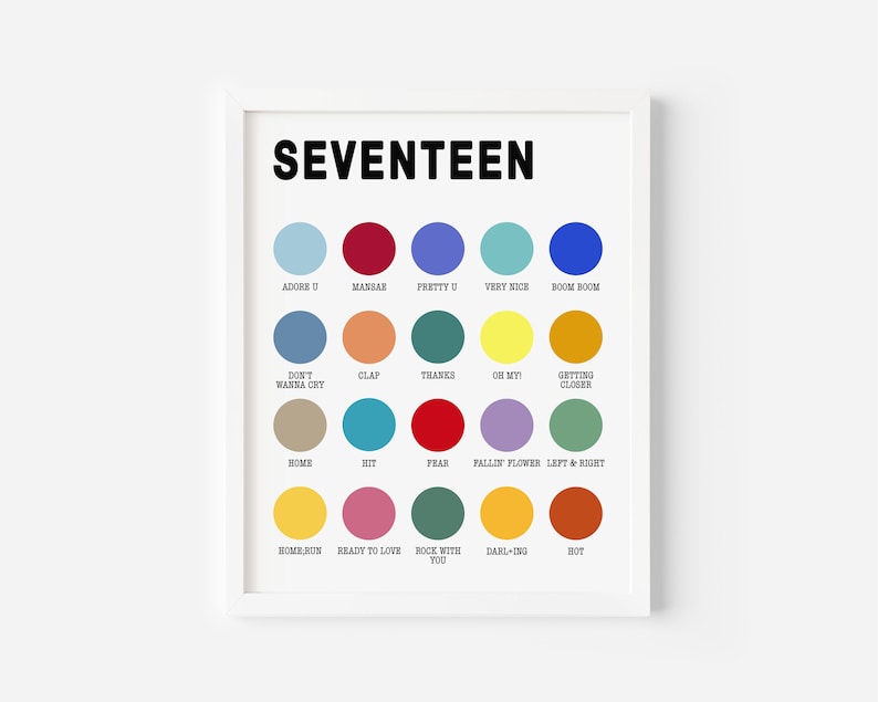 SEVENTEEN Singles Color Palette Print | Modern Seventeen KPOP Poster ...