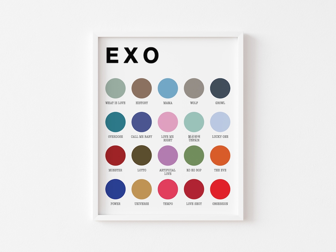 EXO Singles Color Palette Print | Minimalist KPOP Wall Art Hanging ...