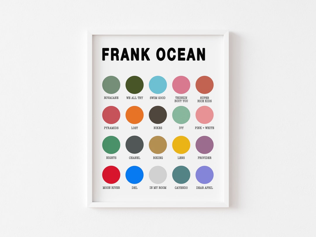 FRANK OCEAN Color Palette Print | Frank Ocean Poster | Blonde | Channel ...