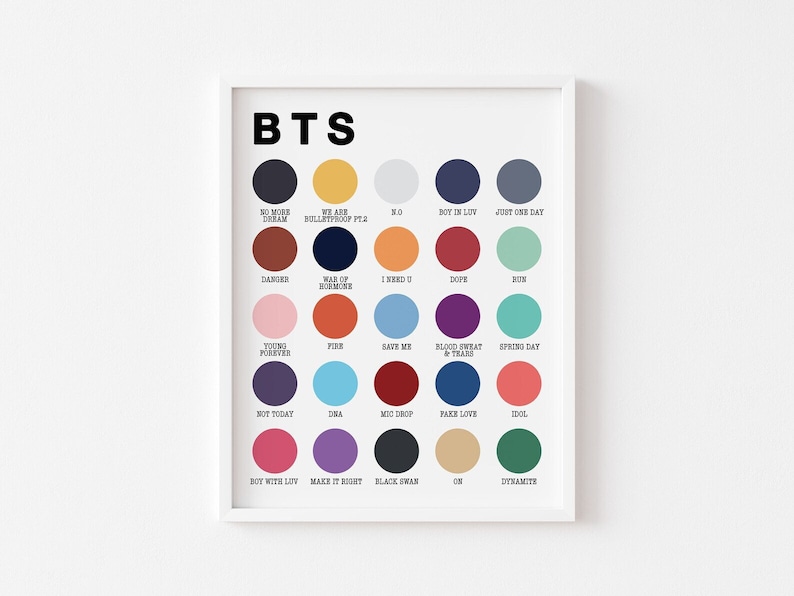 BTS Singles Color Palette Print / Modern BTS Room Decor - Etsy México