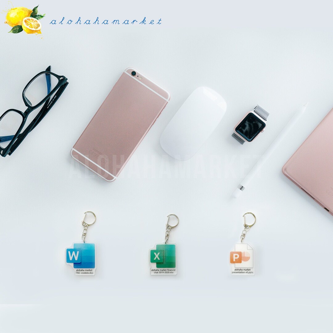 Personalized Software Keychain: Microsoft Tools Word, PowerPoint, Excel ...