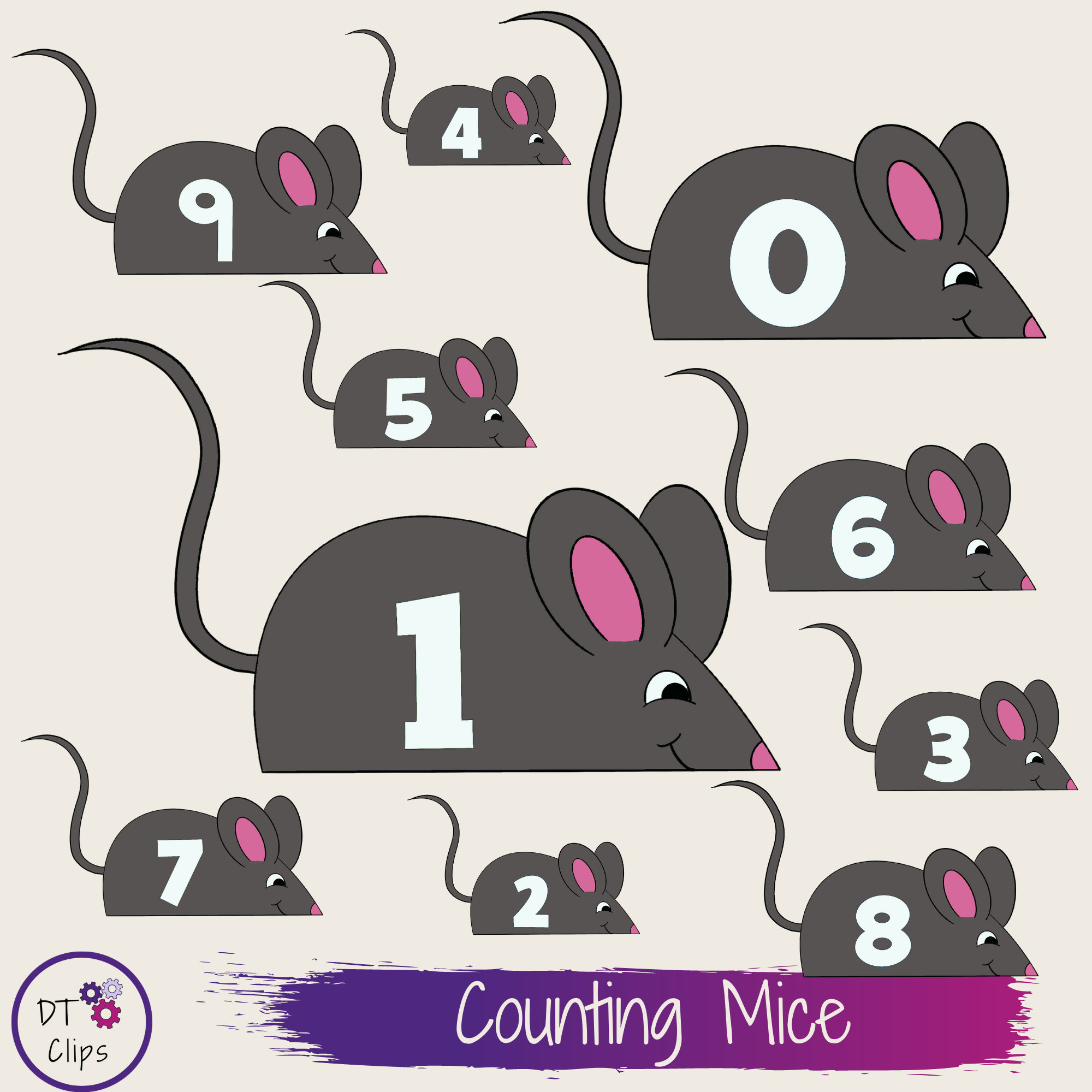 Counting Mice, Mouse, School, Digital Clip Art, Printable, JPG, PNG ...
