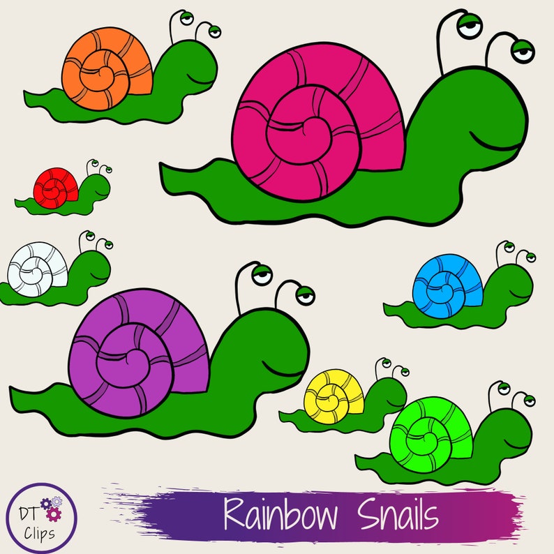 Rainbow Snail Clip Art, Snails, JPG, PNG Commercial Use - Etsy