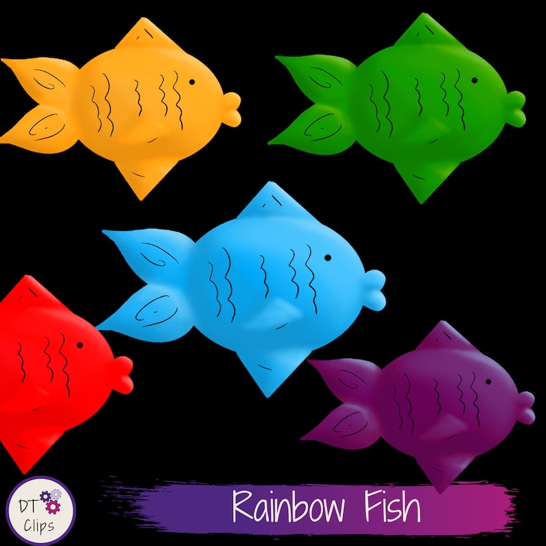 Rainbow Fish Clip Art, JPG, PNG Commercial Use - Etsy Australia