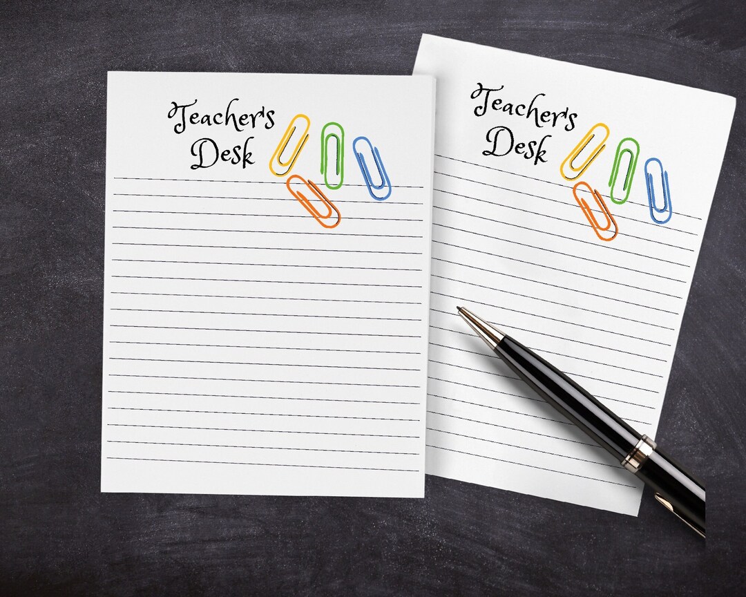 Teacher Notepad, Teacher Desk, Paperclip Design, Teacher Gift, Lined ...