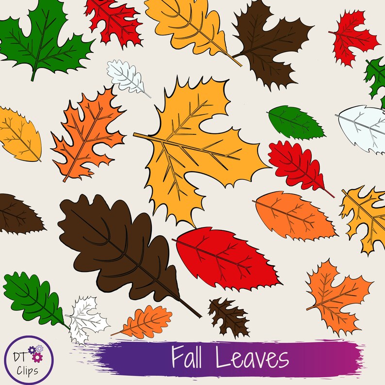 Clipart Fall Autumn Leaves Clip Art, Leaf Oak, Maple, JPG, JPEG Files ...