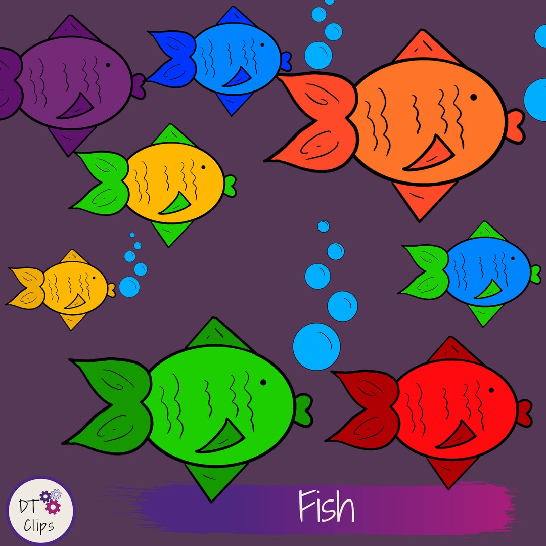 Colorful Fish Clip Art, Rainbow Fish, JPG, PNG Commercial Use- 129 - Etsy