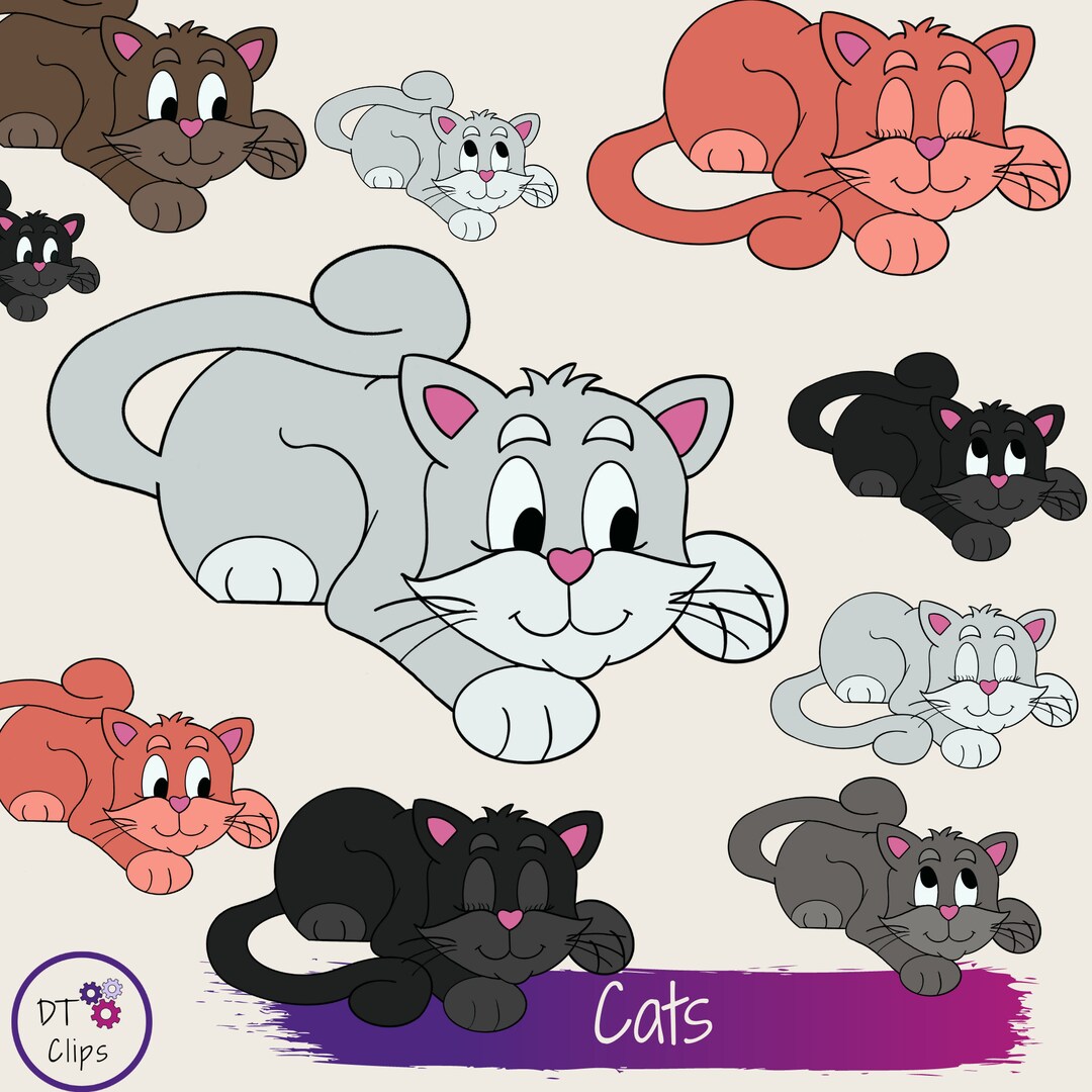 Cat Clip Art, Digital Clip Art, Digital Images, Printable, PNG ...