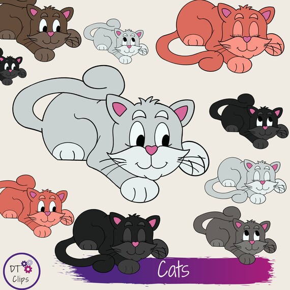 Cat Clip Art Digital Clip Art Digital Images Printable PNG - Etsy