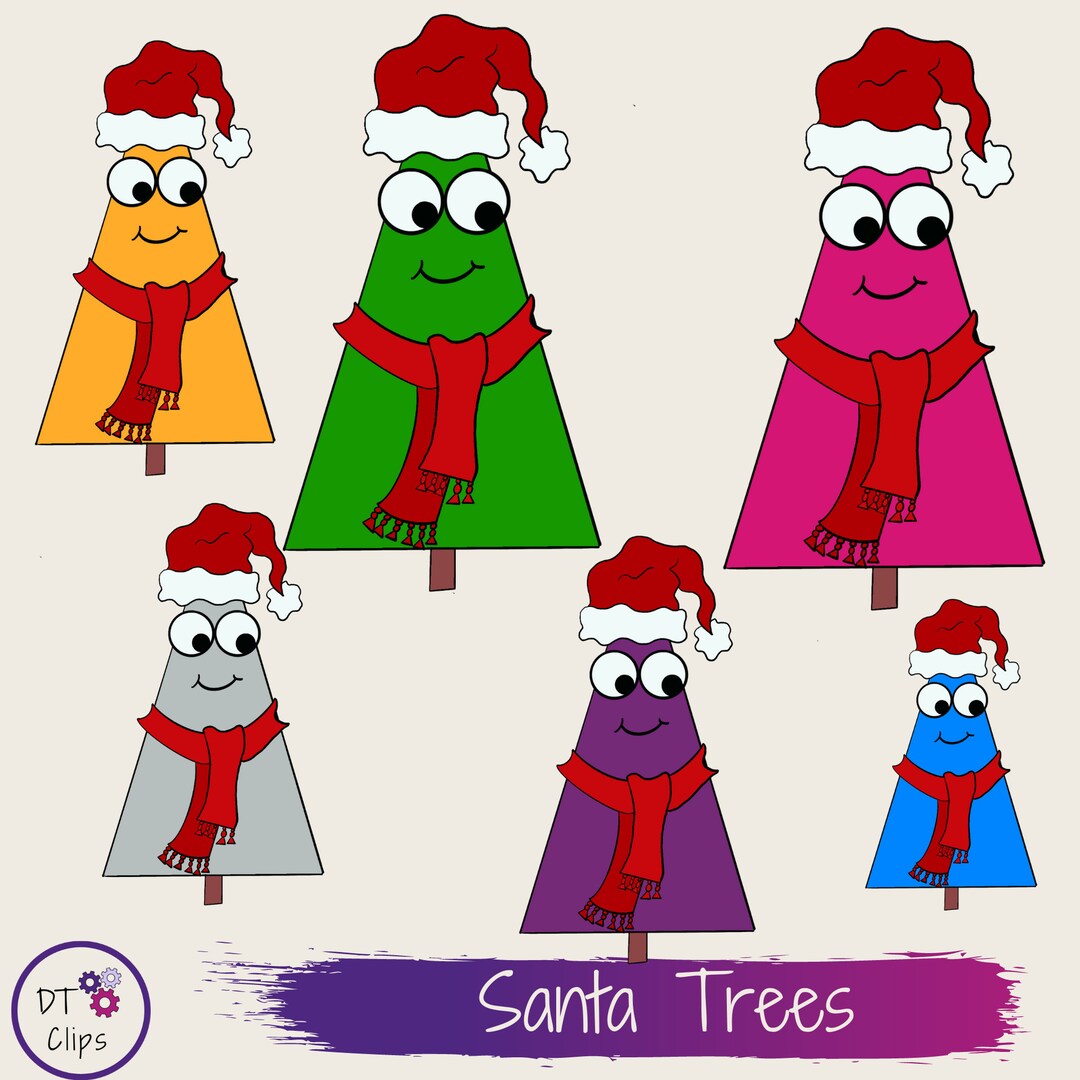 Christmas Clip Art, Christmas Tree Clip Art, Santa Tree Rainbow Colors ...