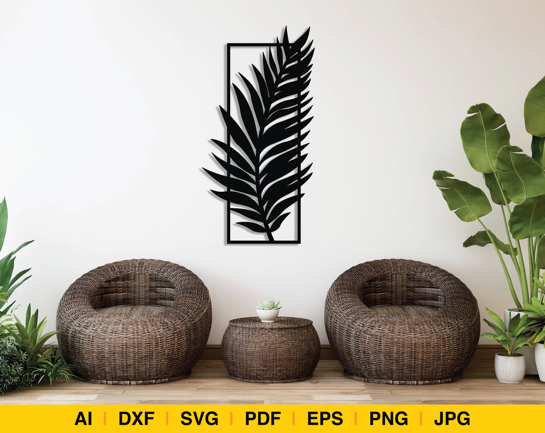 Palm Leaf Panel Frame. Laser Cut Files SVG, DXF, Vector File, Glowforge Files, Laser File, Laser ...