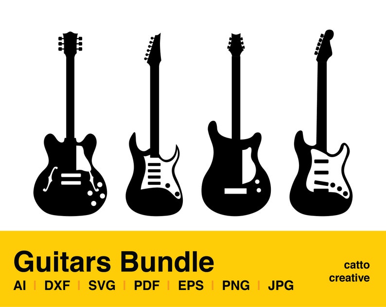 Guitar Bundle / Vector Artwork, SVG File Cutting, EPS, PNG Transparent ...