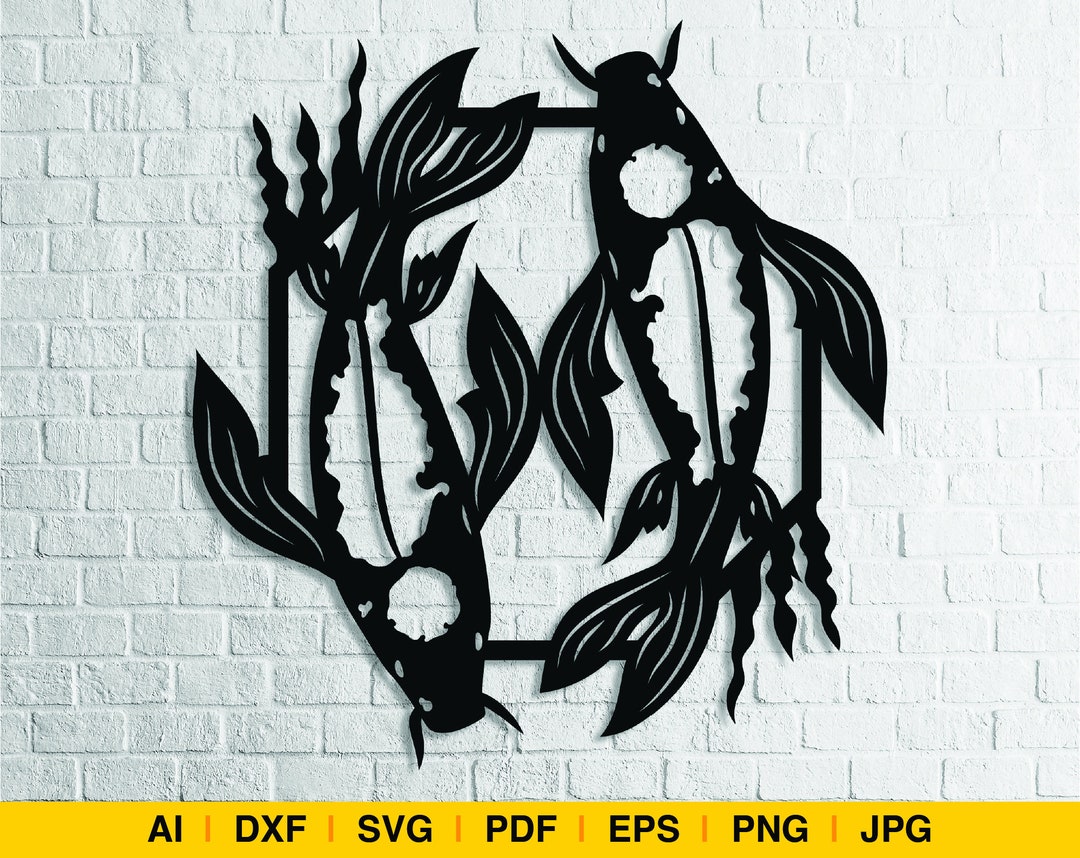Koi Fish Decor / Frame, SVG File Cutting, Yin Yang Svg Dxf Pdf Eps ...