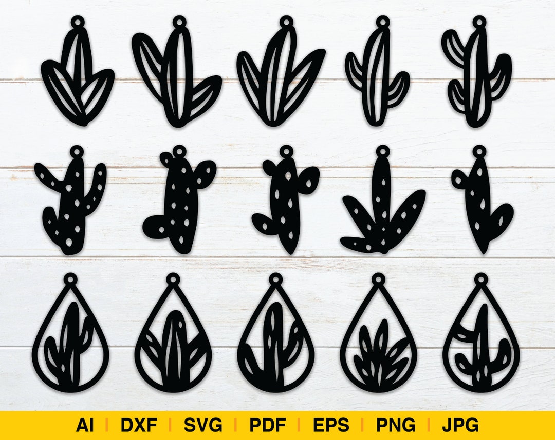 Cactus Earrings SVG - 15 Designs! SVG Files, Instant Download, Cricut ...