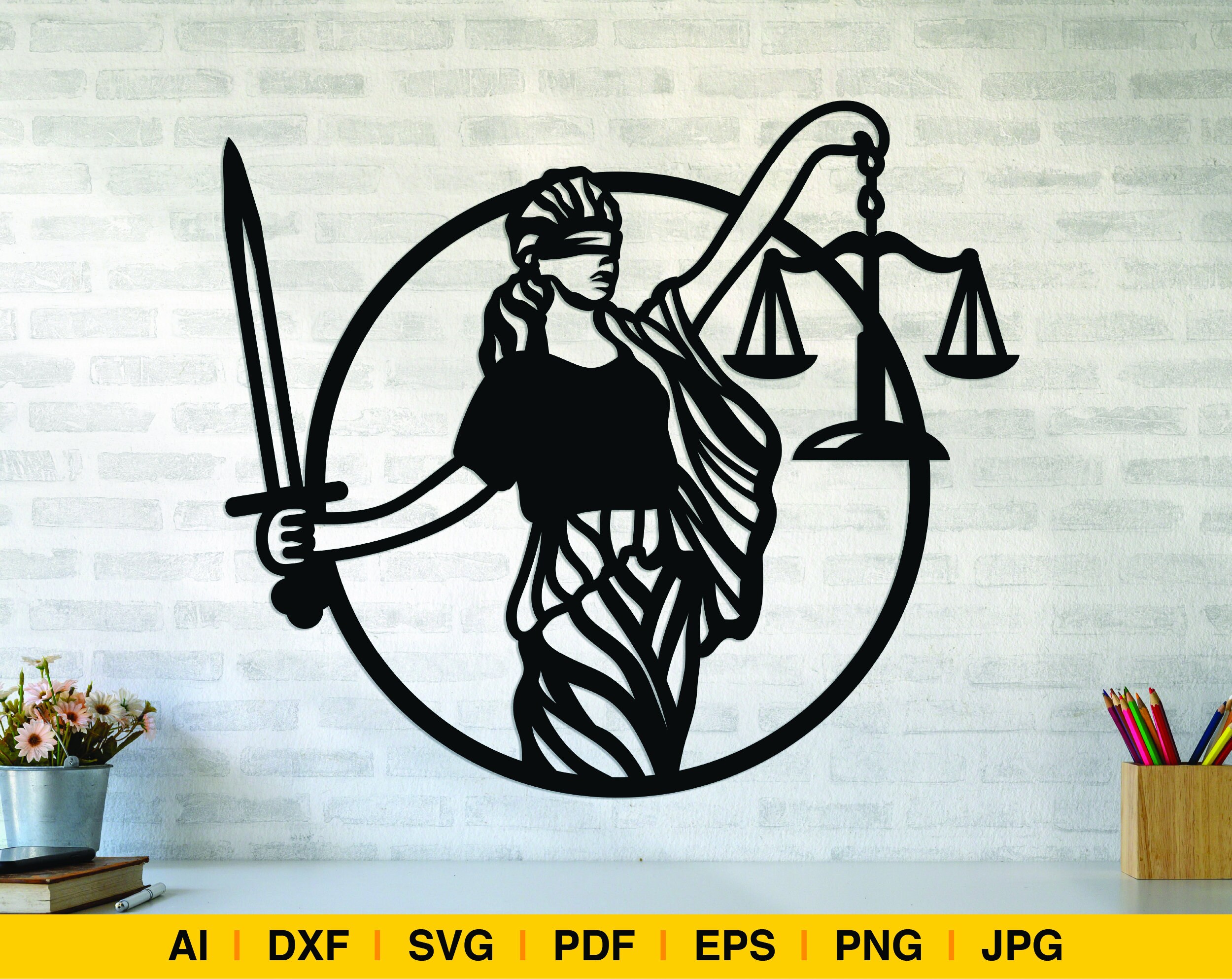 Lady Justice Decor / Vector Artwork, SVG Cutting, EPS PNG Transparent ...