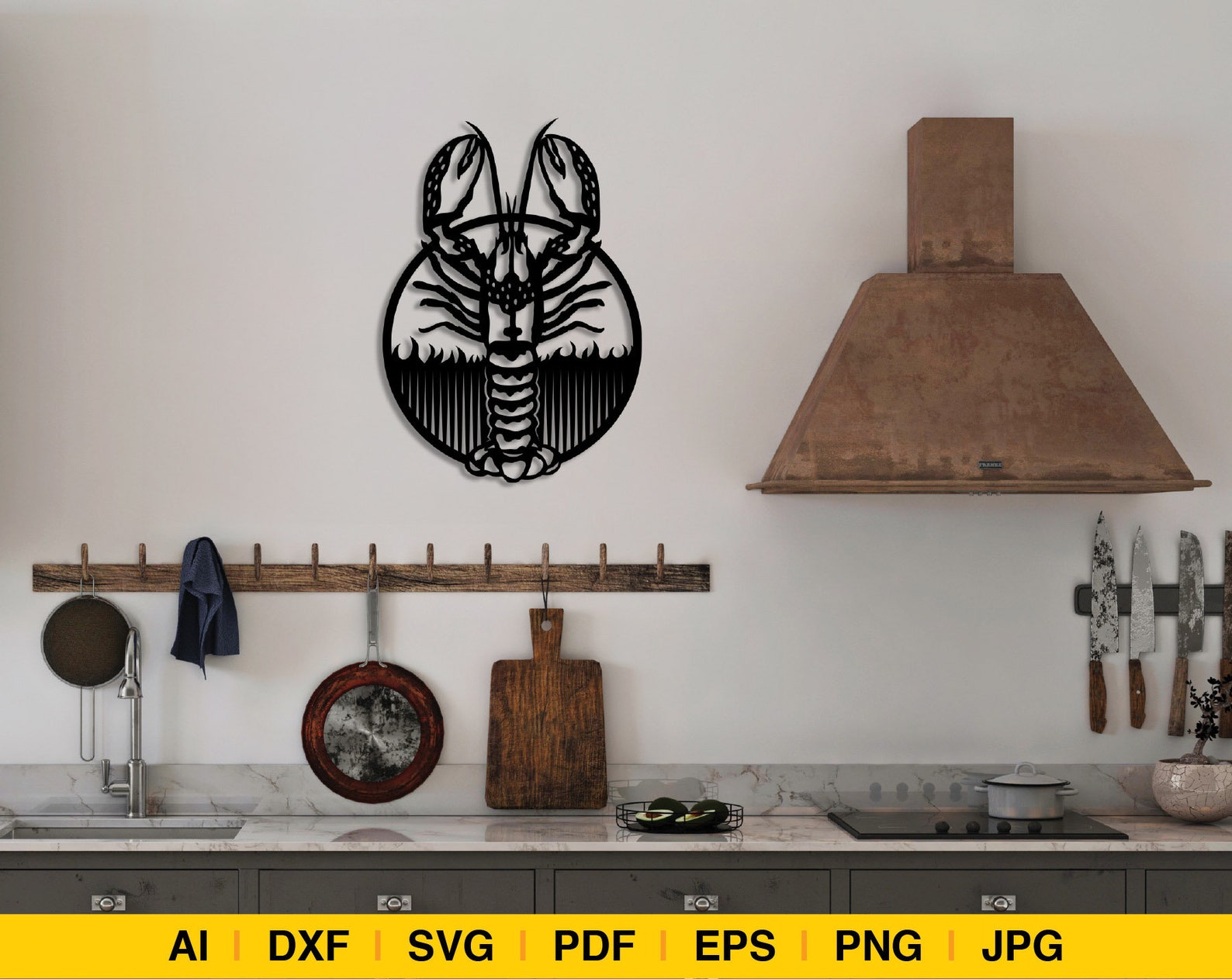 Lobster Artwork. Laser Cut Files SVG, DXF, Vector File, Glowforge Files ...
