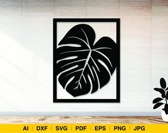 Monstera Panel Frame. Laser Cut Files SVG DXF Vector File | Etsy