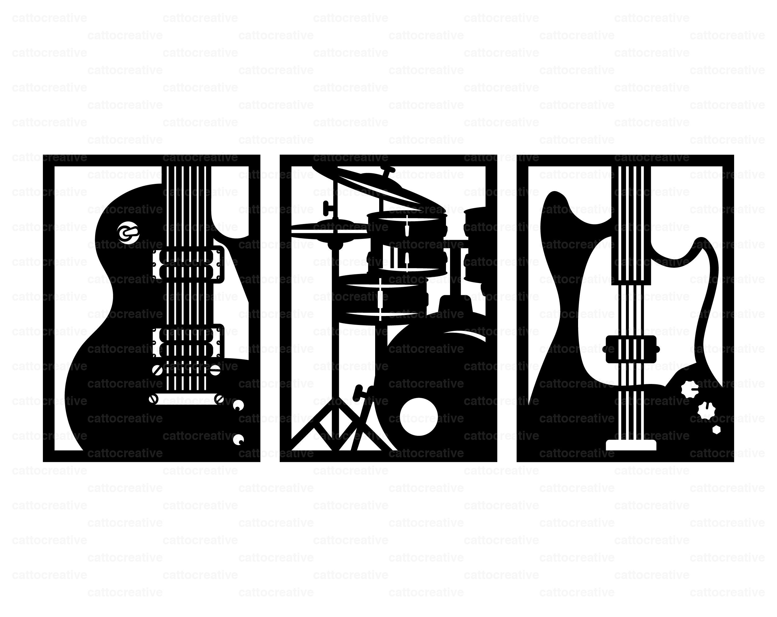 Musical Instrument Frame Svg, Bundle Music Instrument Laser, Bass ...