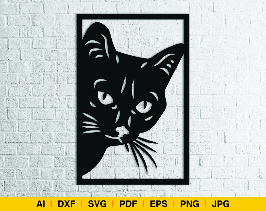 Cat Frame / Vector Artwork, SVG File Cutting, EPS, PNG Transparent ...