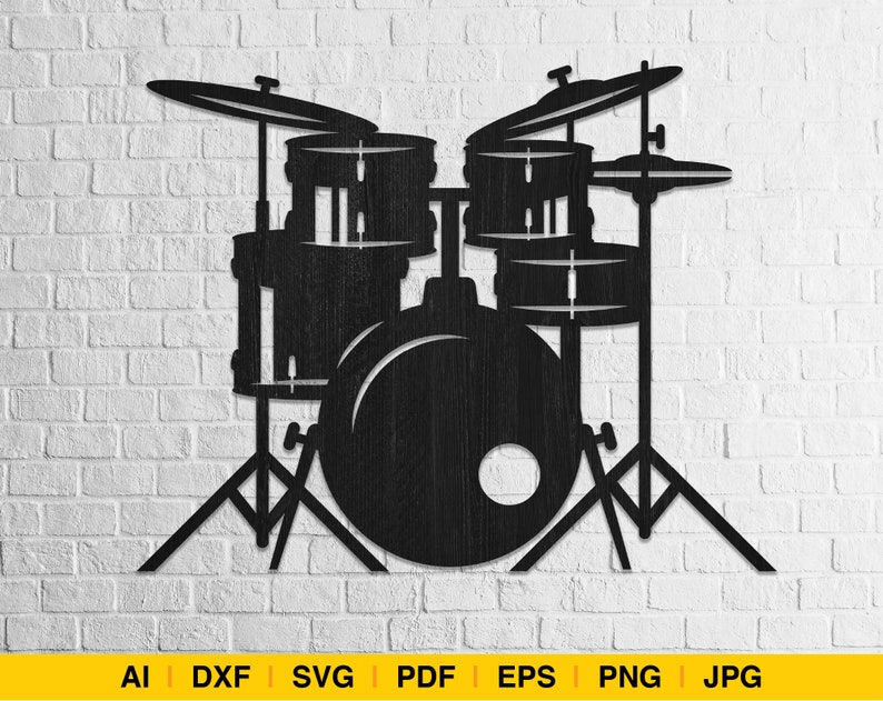 Drum Svg, Drummer Svg, Vector Cut File for Cricut, Laser Cut Silhouette ...