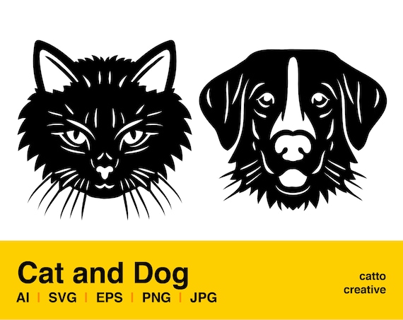 Cat and Dog / Vector Artwork SVG File Cutting EPS PNG | Etsy