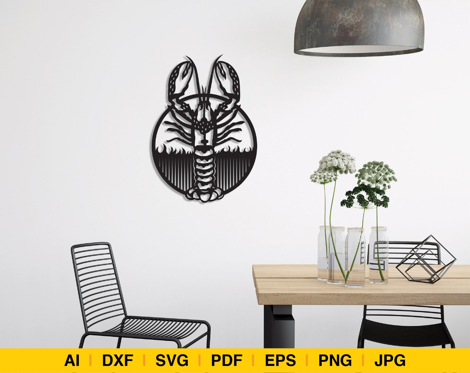 Lobster Artwork. Laser Cut Files SVG, DXF, Vector File, Glowforge Files ...