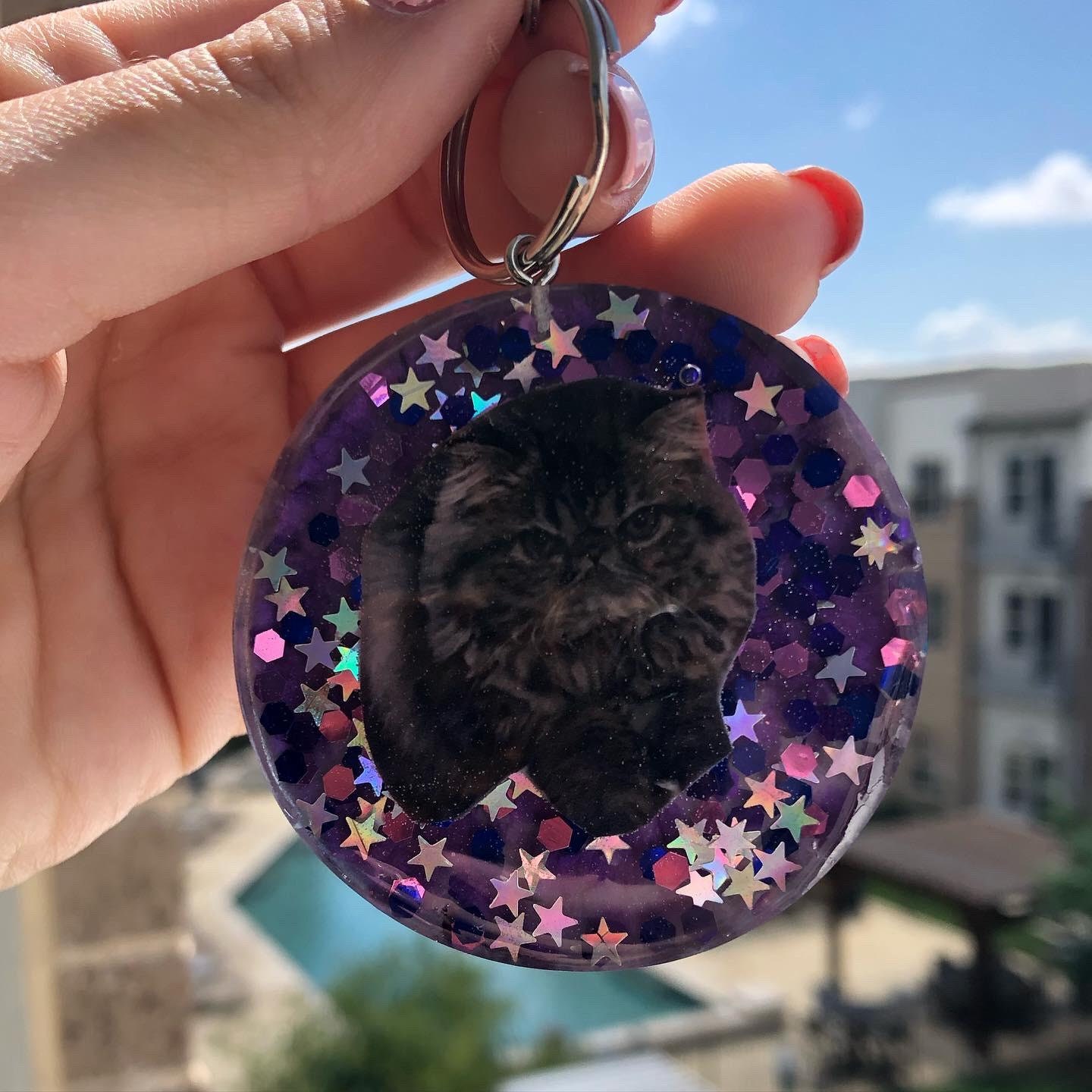 Personalized Pet Keychain 2" Inch Round Circle - Custom Resin Photo - Etsy