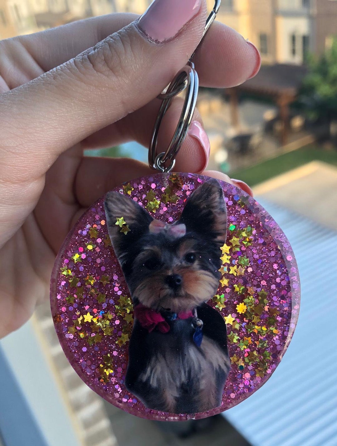 Personalized Pet Keychain 2" Inch Round Circle - Custom Resin Photo - Etsy