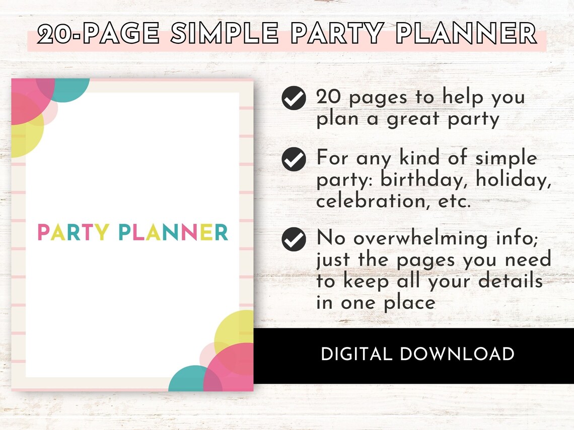 Printable Party Planner, Printable Event Organizer, Birthday Party ...