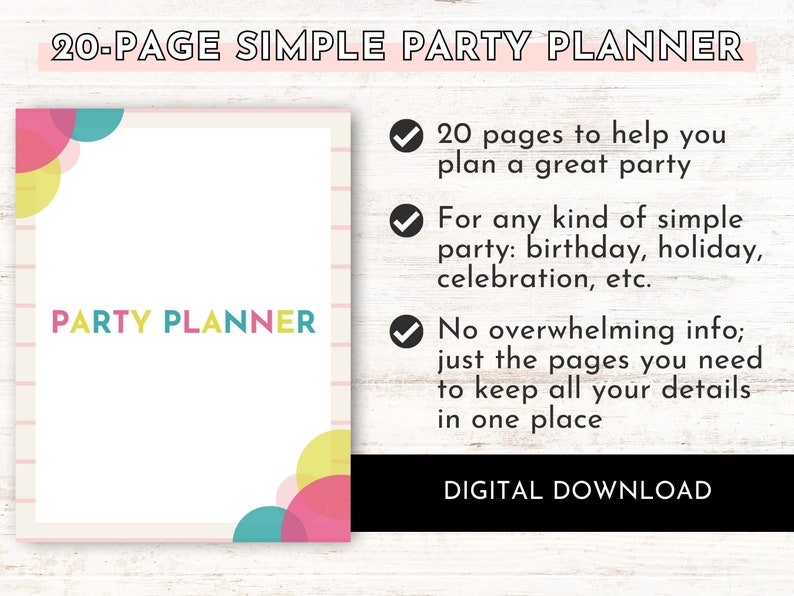Printable Party Planner, Printable Event Organizer, Birthday Party ...