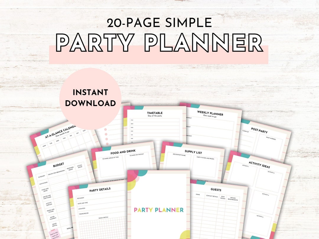 Printable Party Planner, Printable Event Organizer, Birthday Party ...