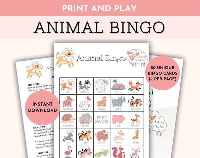 Dog Breed Bingo, Animal Bingo for Kids, Animal Bingo Game for Children ...
