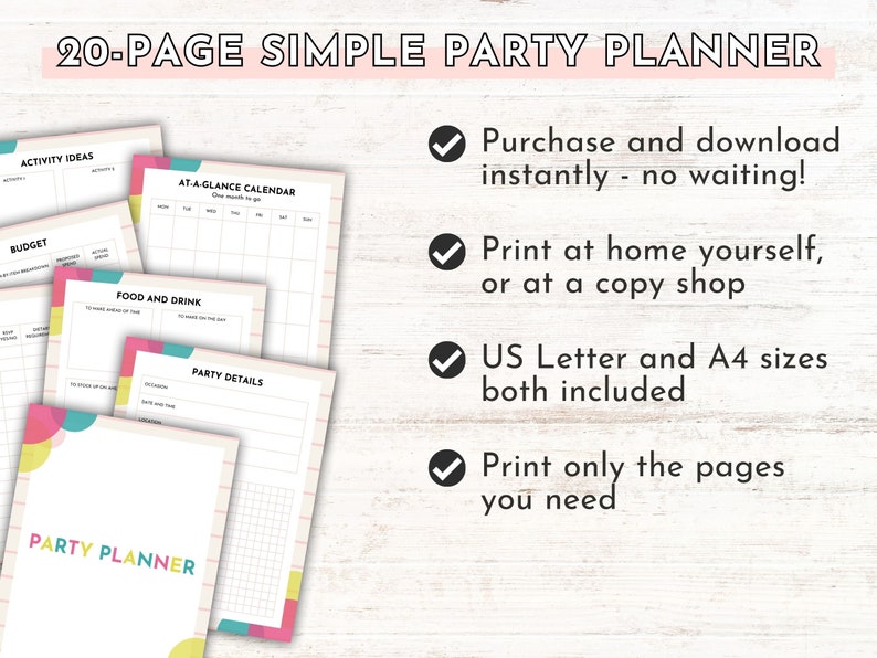Printable Party Planner, Printable Event Organizer, Birthday Party ...