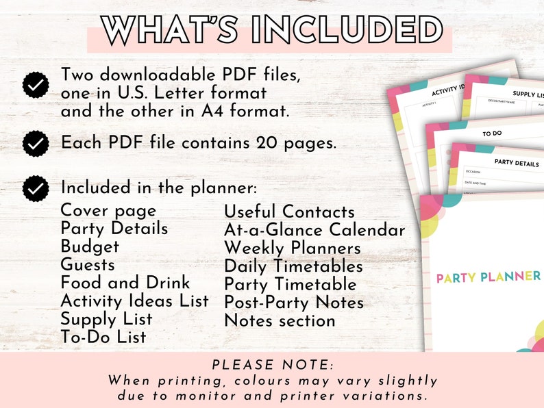 Printable Party Planner, Printable Event Organizer, Birthday Party ...
