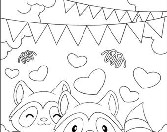 Cute Valentine Animals Coloring Pages Set 1 - Etsy