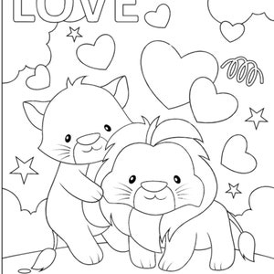 Cute Valentine Animals Coloring Pages Set 2 - Etsy